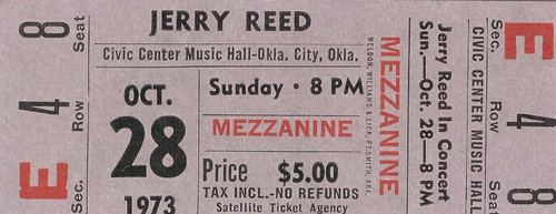 Купить Билеты & заглушки Jerry Reed Concert Ticket 1973 Gray в интернет ...